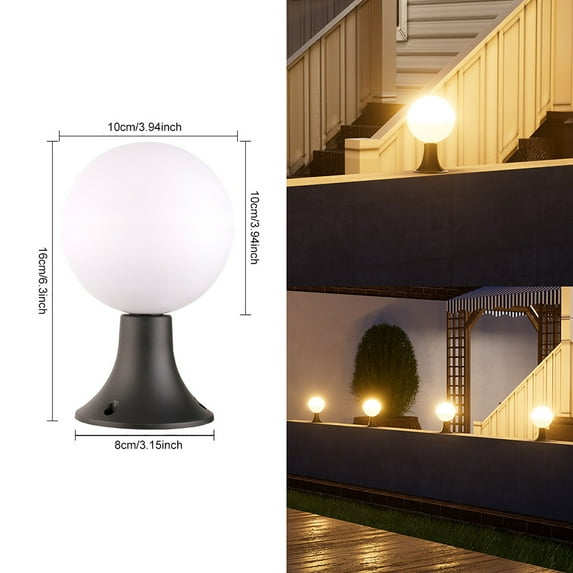 2 Pack Solar Ball Post Lights Waterproof Lamp Post Globe with Base ...