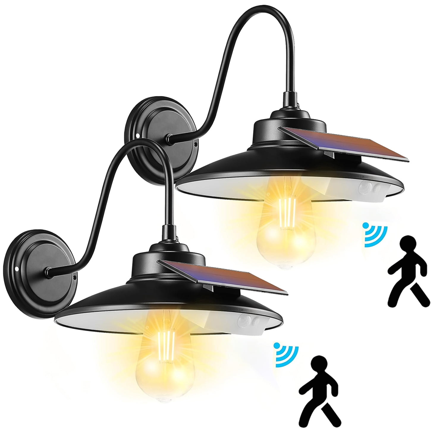 2 Pack Solar Barn Lights Outdoor, Motion Sensor Rustic Vintage Solar ...