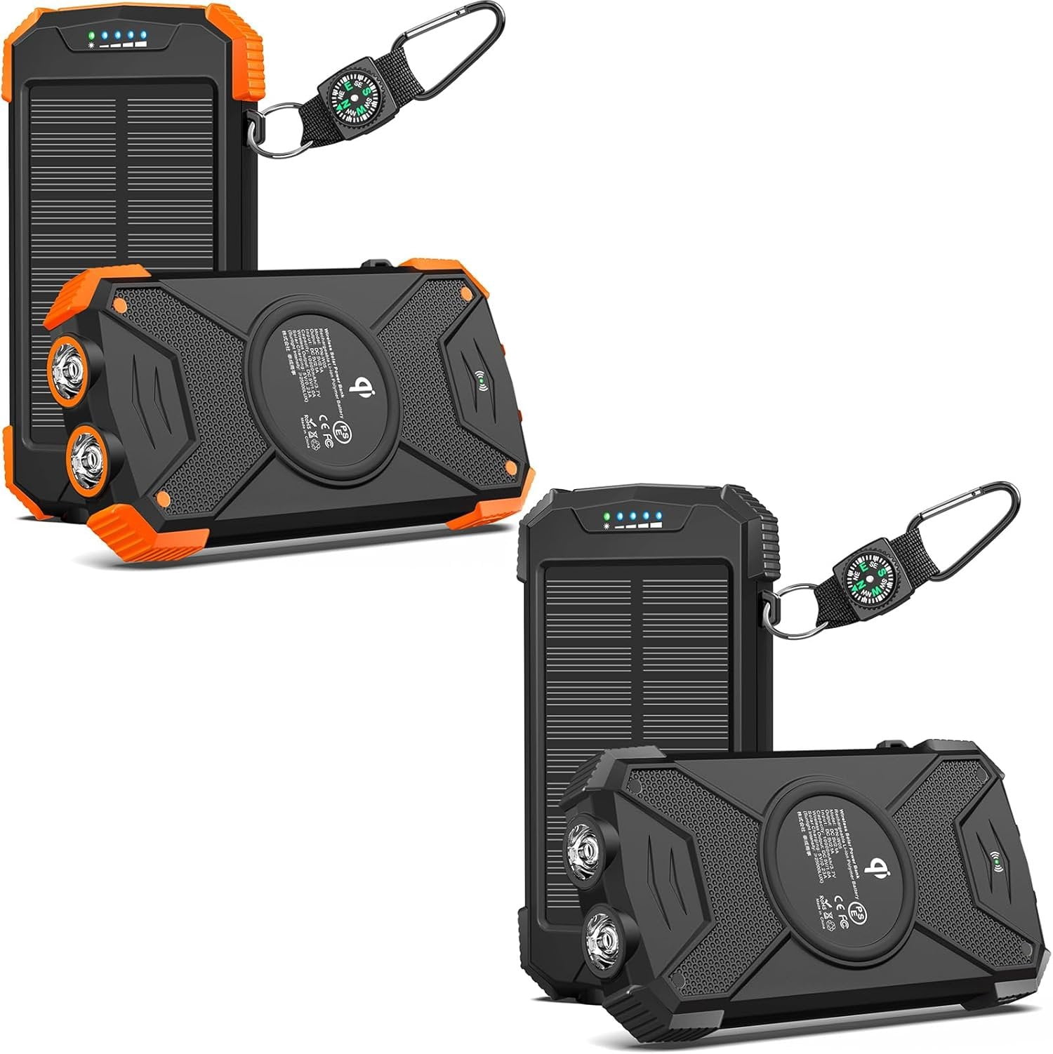 2 Pack Solar Charger Power 10,000mAh, Portable Charger, 20W External ...