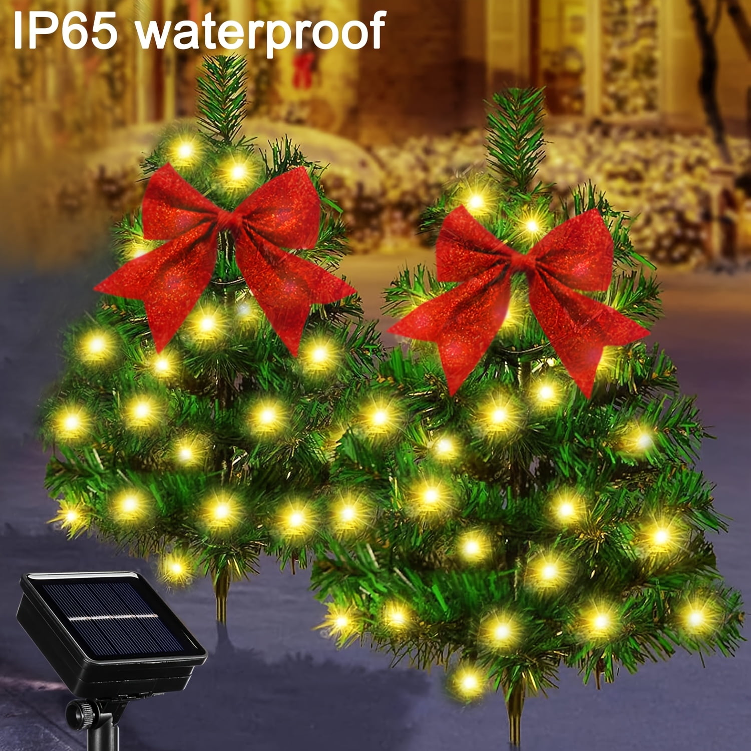 2-Pack Solar Christmas Tree Stake Lights - 40 Warm LEDs, 8 Modes ...