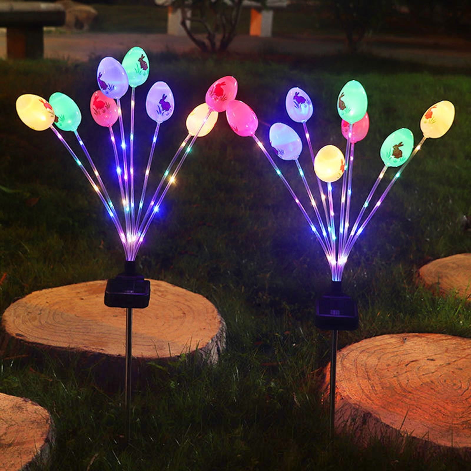 2 Pack Solar Easter Egg Lights, Colorful Garden Swaying Firefly Lights ...