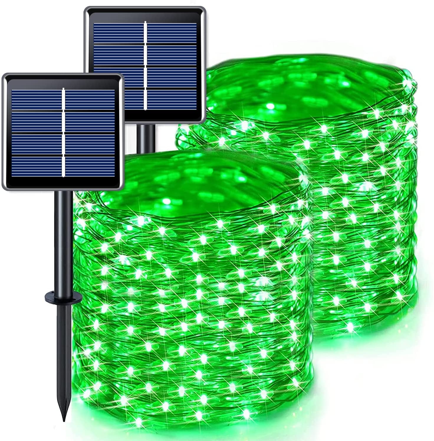 2 Pack Solar Fairy Lights Outdoor 33ft 100 LED Solar Powered Copper ...