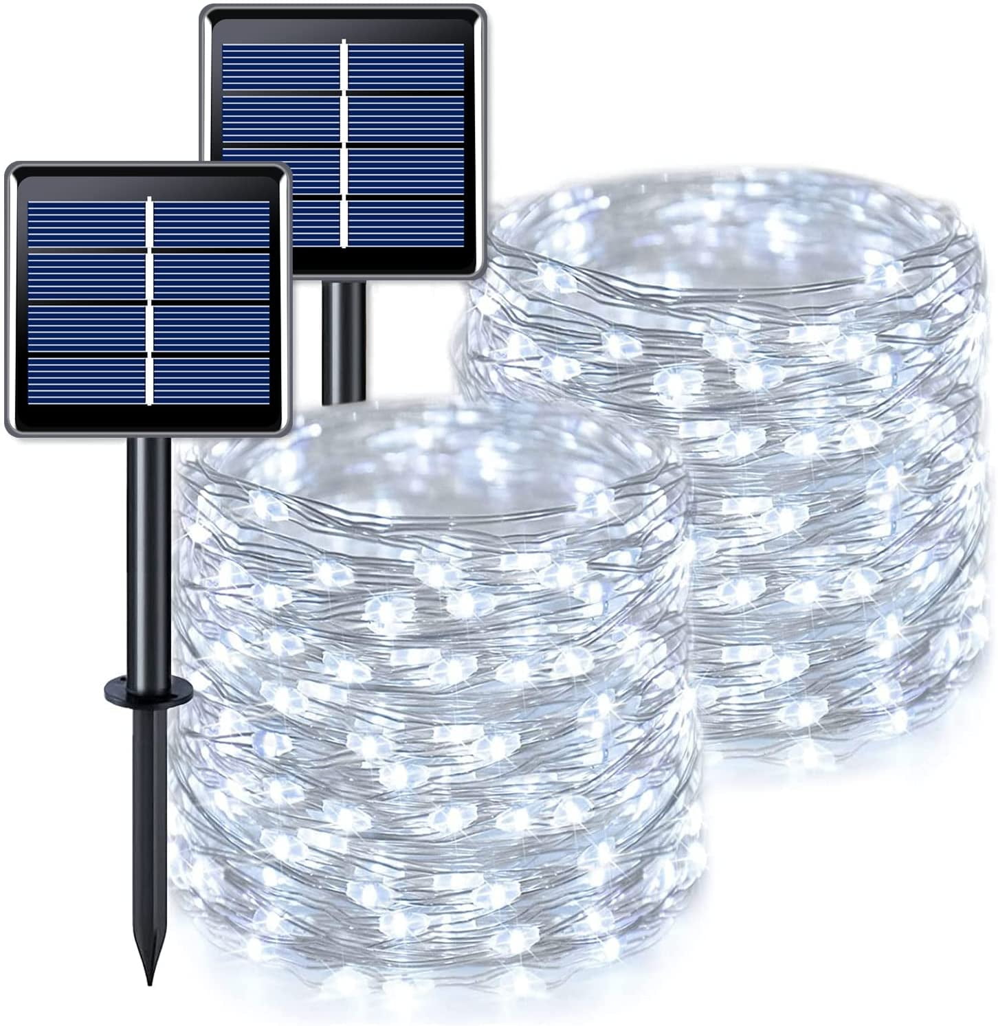 2 Pack Solar Fairy Lights Outdoor 99ft 300 LED Solar Powered Copper ...
