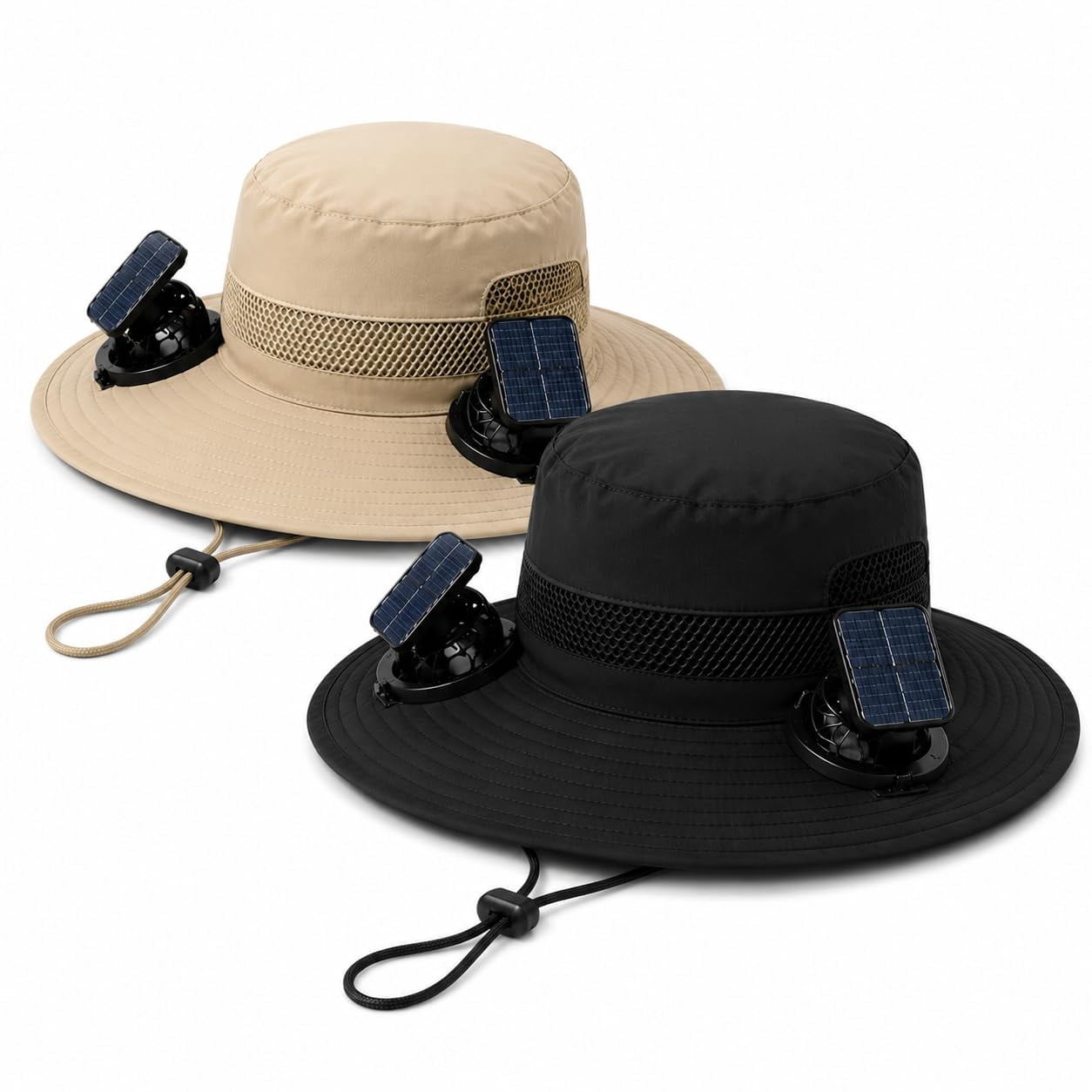 2 Pack Solar Fan Hat, Wide Brim Sun Hat for Men and Women, UPF 50 ...