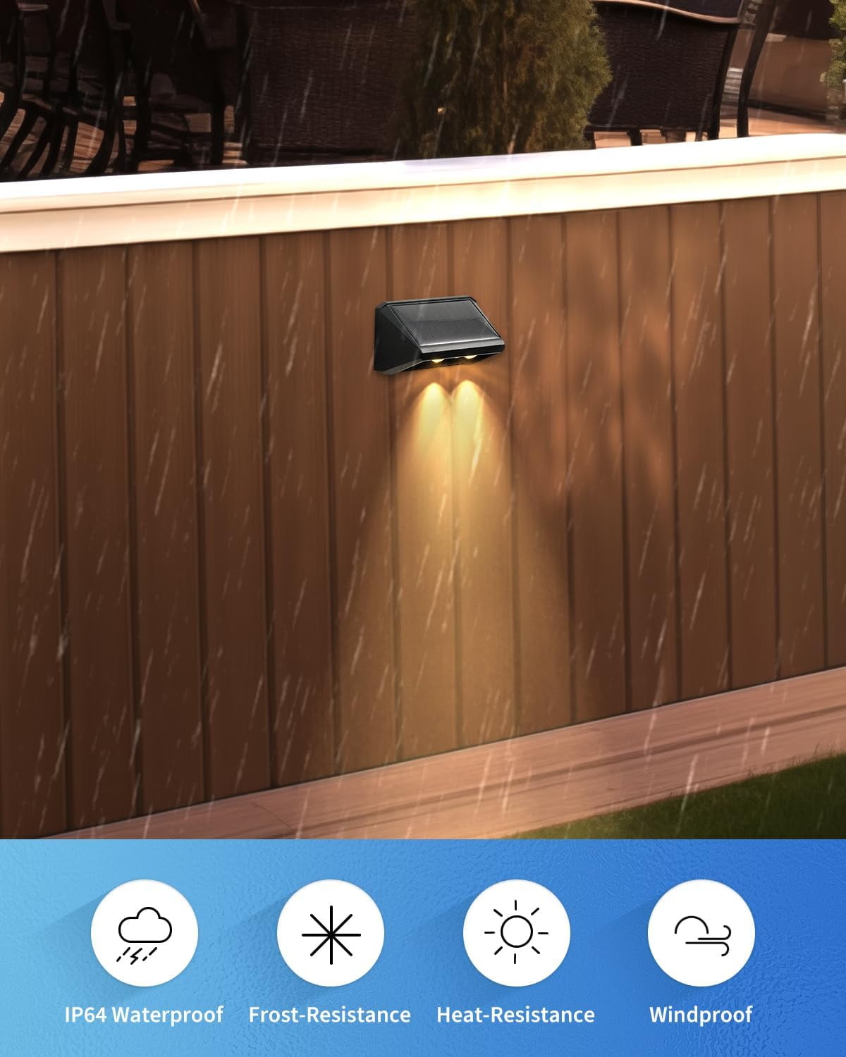 2 Pack Solar Fence Lights Outdoor, Fence Solar Lights Outdoor ...