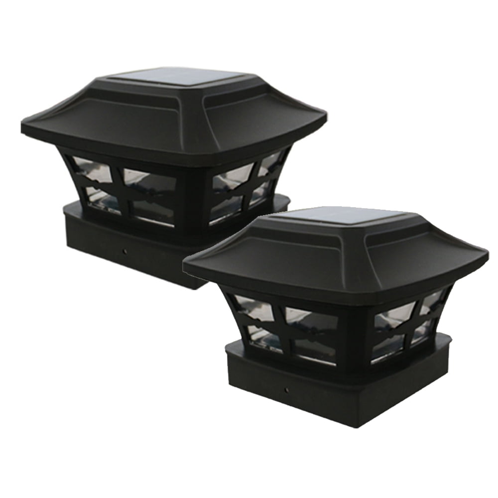 2 Pack Solar Fence Post Lamp Post Head Light Garden Light Post Light ...