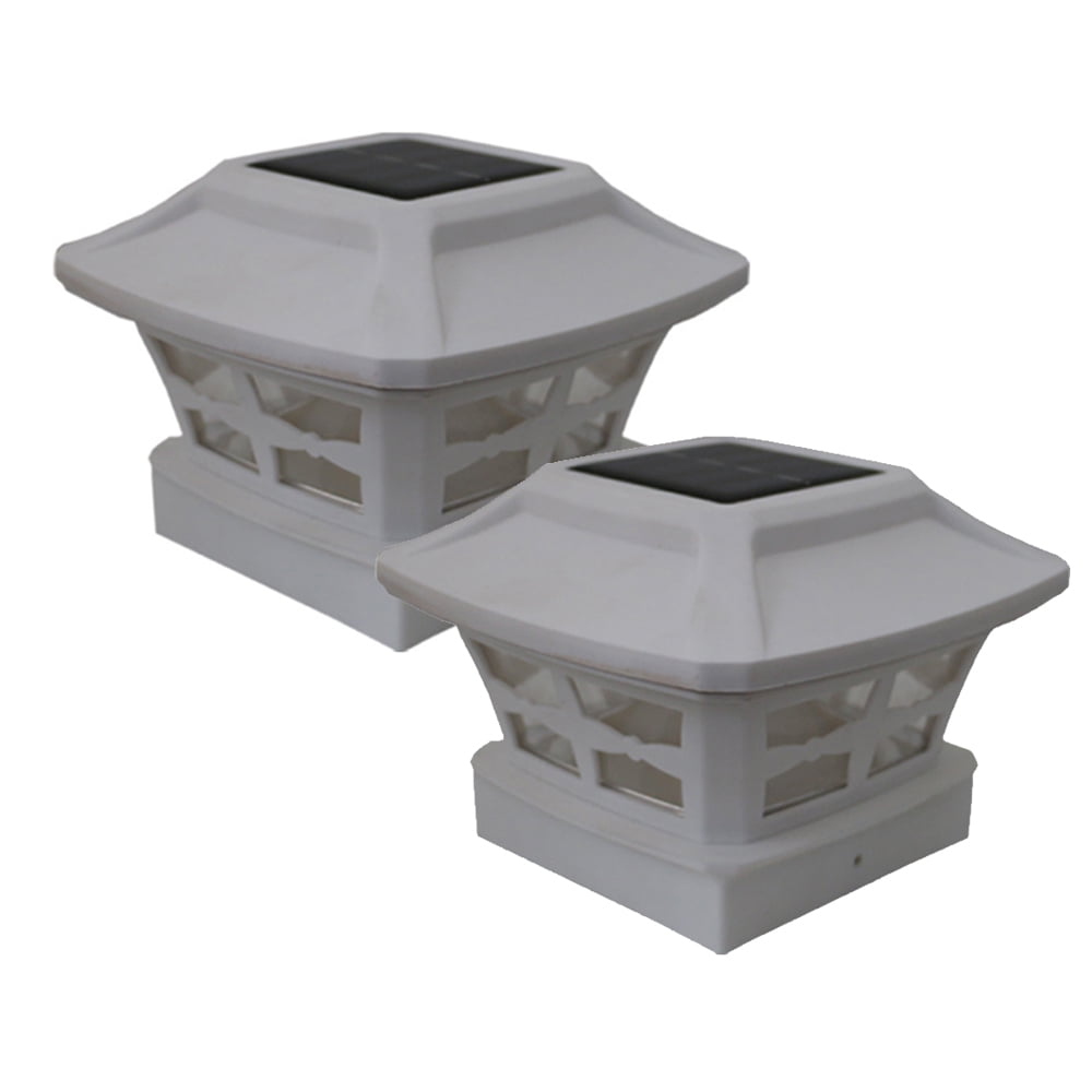 2 Pack Solar Fence Post Lamp Post Head Light Garden Light Post Light ...