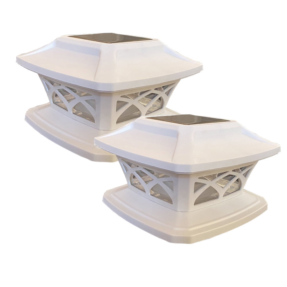 2 Pack Solar Fence Post Lamp Post Head Light Garden Light Post Light ...