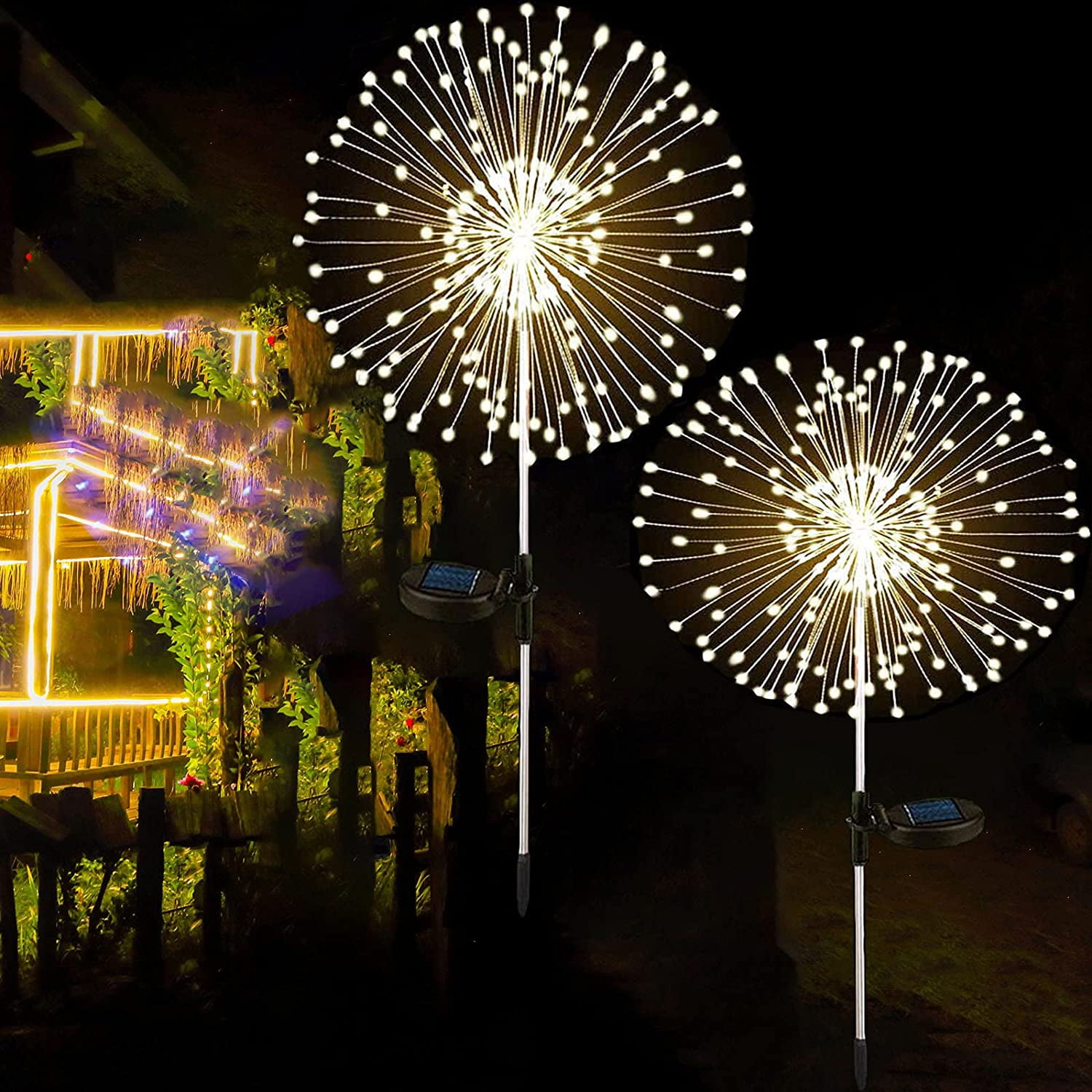 2 Pack Solar Firework Light,Flashing and Steady on, Suitable for ...