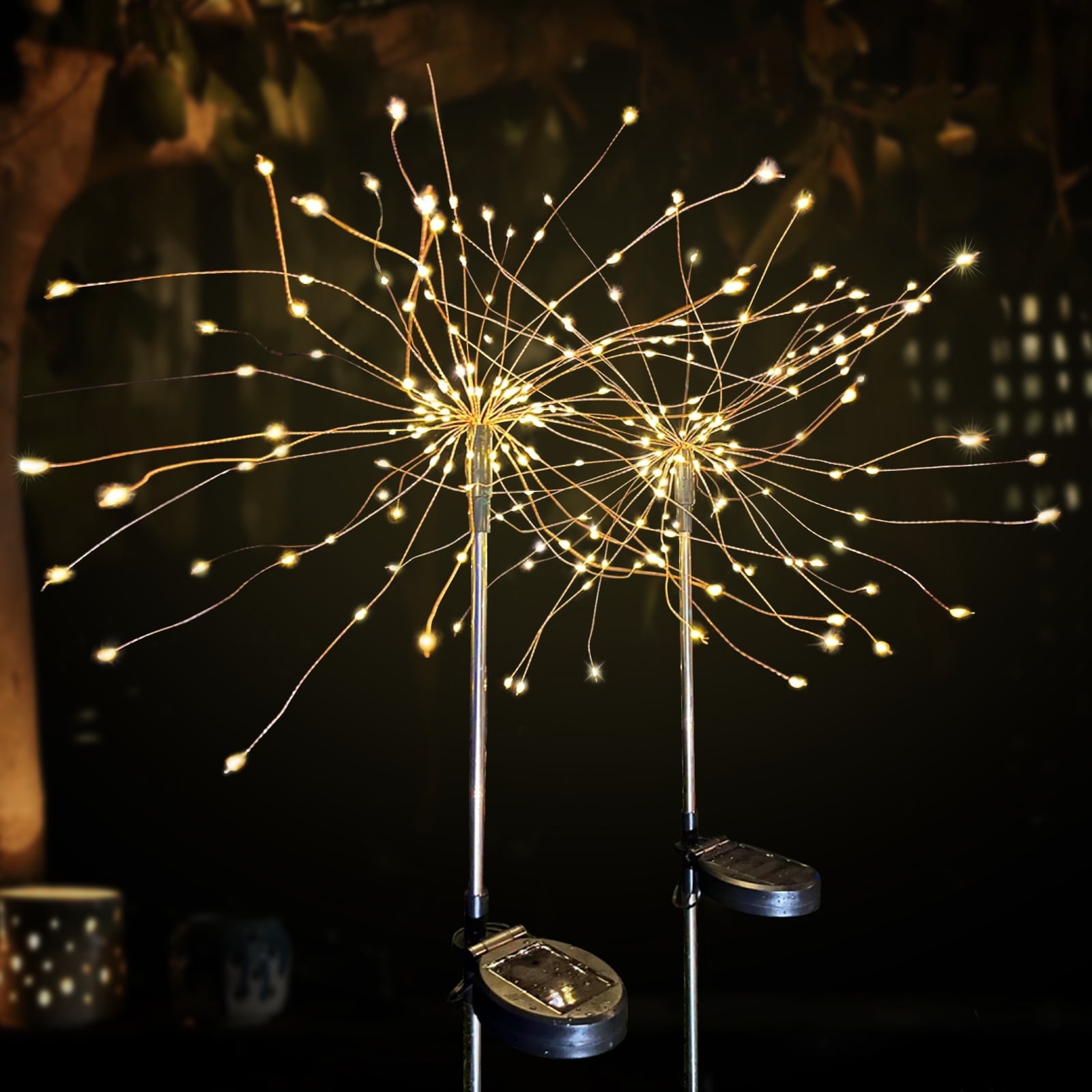 2 Pack Solar Firework Lights, 180 LED Waterproof Garden Fireworks Lamp ...
