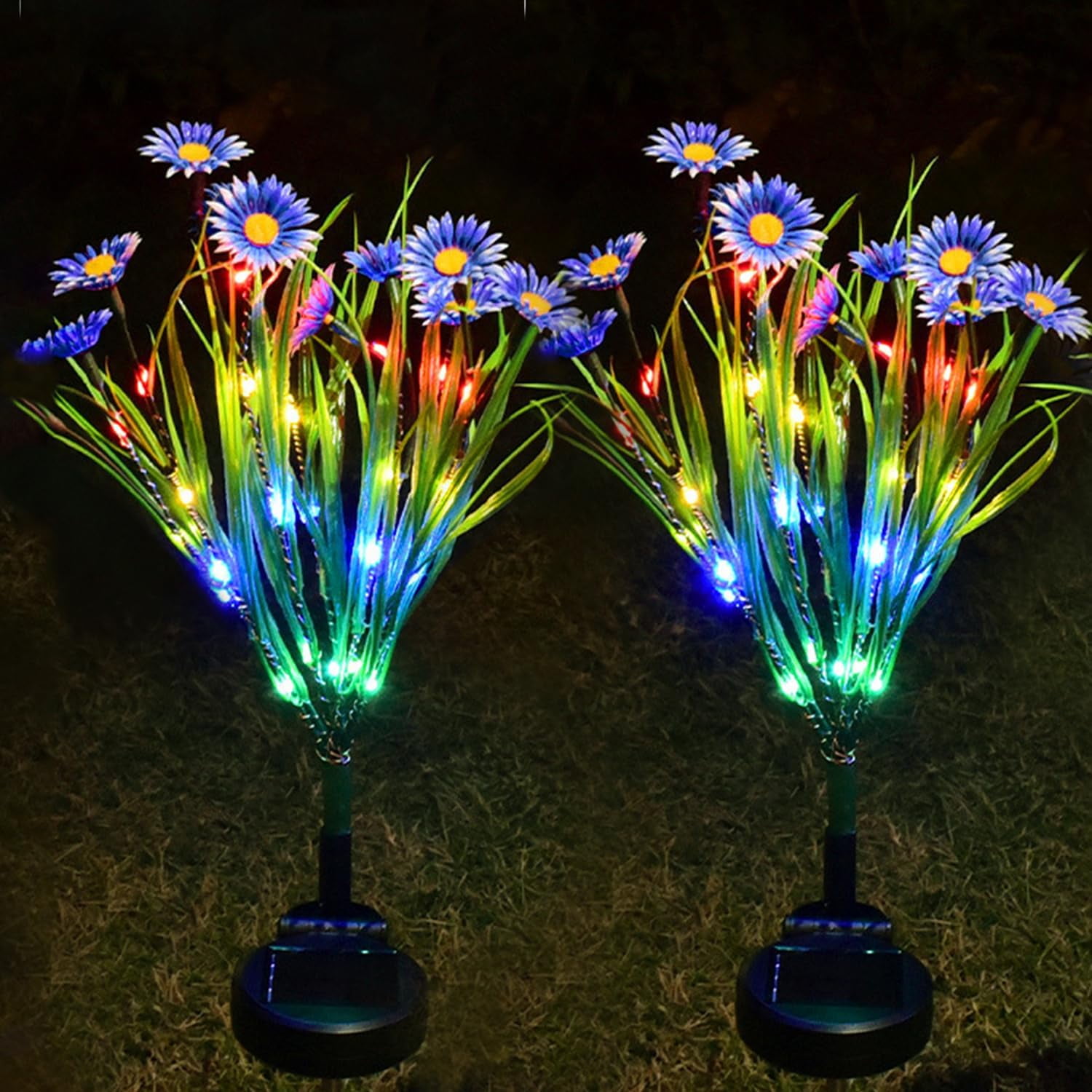 2 Pack Solar Flower Lights Outdoor, 28 LED Wildflower Solar Garden ...
