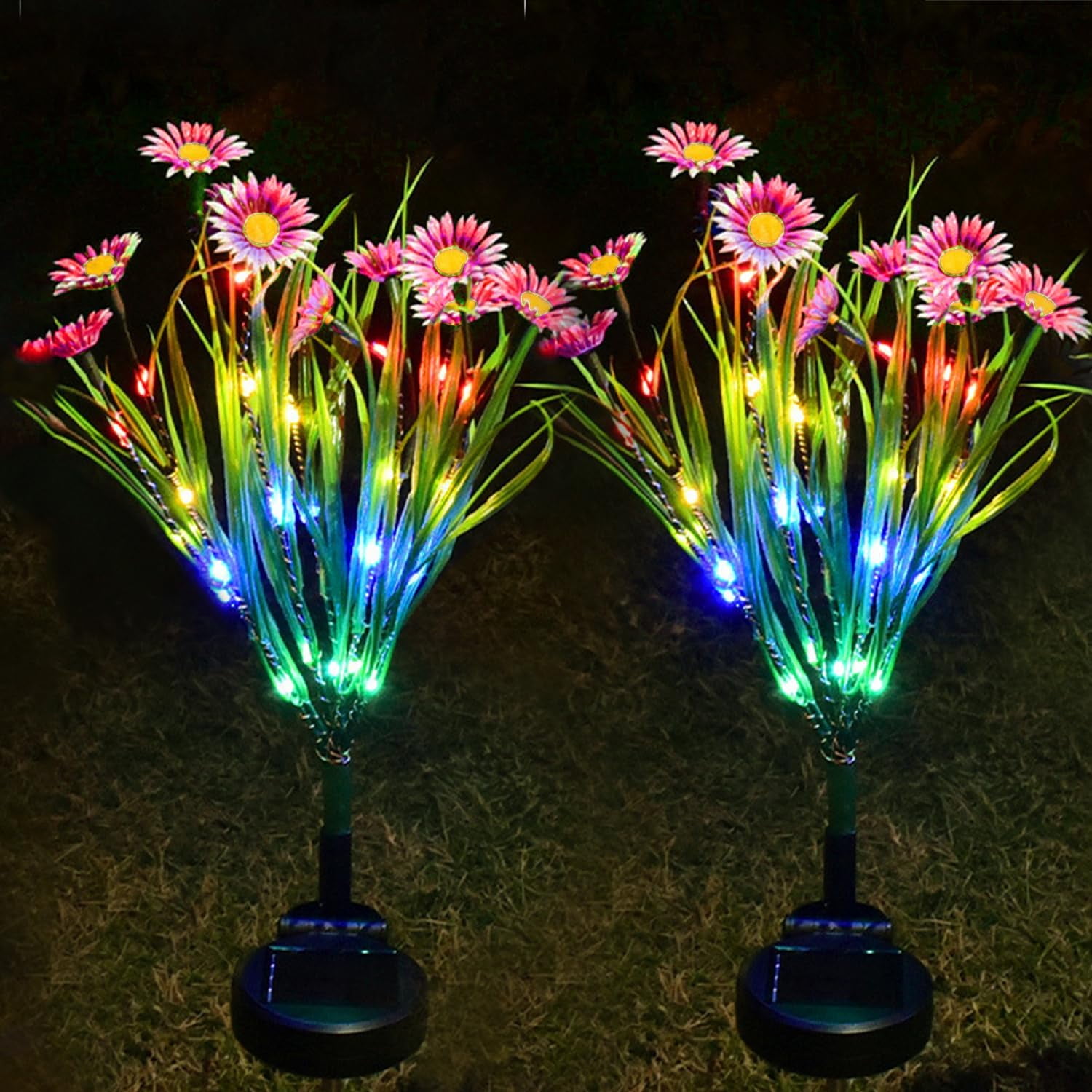 2 Pack Solar Flower Lights Outdoor, 28 LED Wildflower Solar Garden ...