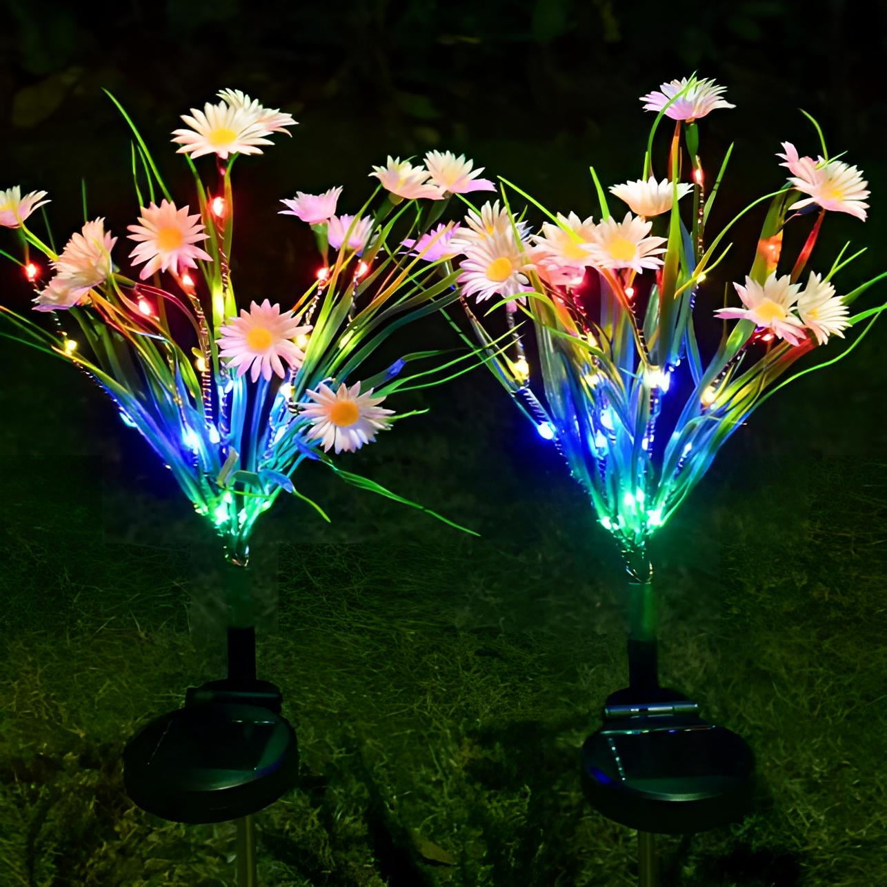 2 Pack Solar Flower Lights Outdoor, 28 LED Wildflower Solar Garden ...