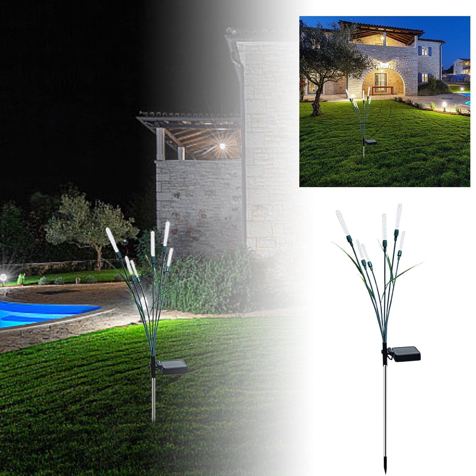 2 Pack Solar Flower Lights Outdoor - Waterproof LED Garden Lights with ...
