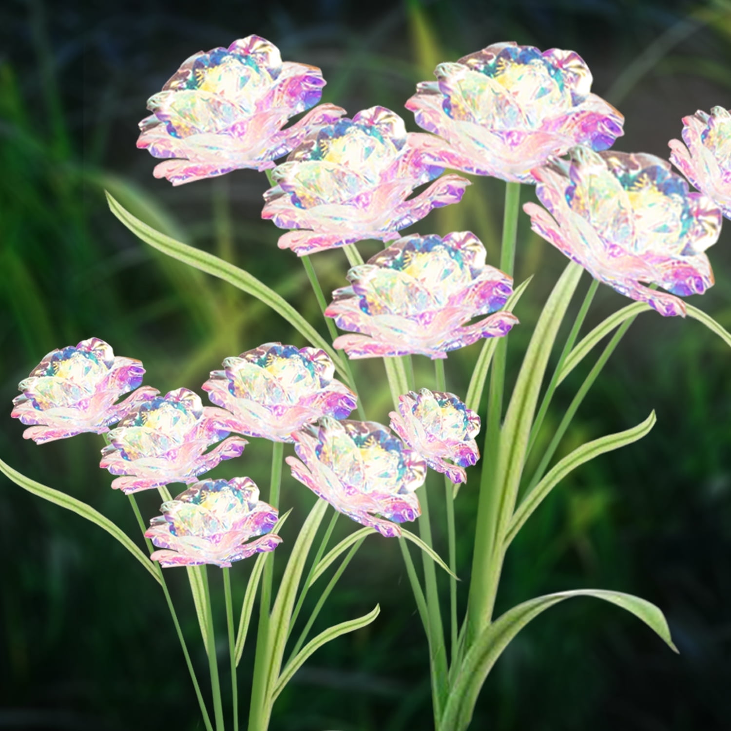 2 Pack Solar Flowers,12 Solar Roses Swayable,LED Solar Flowers,Solar ...