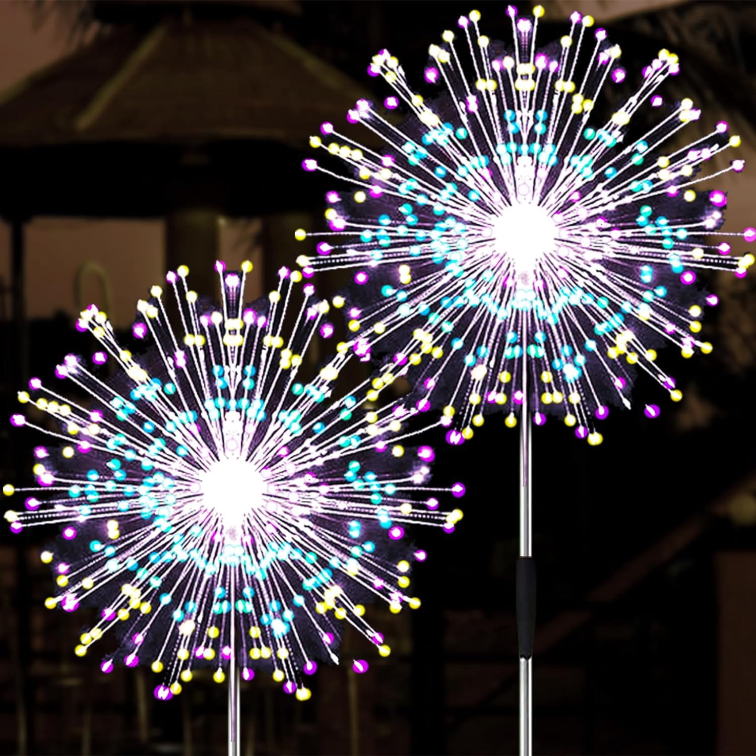 2 Pack Solar Garden Firework Lights, 150 LEDs Waterproof Fireworks ...