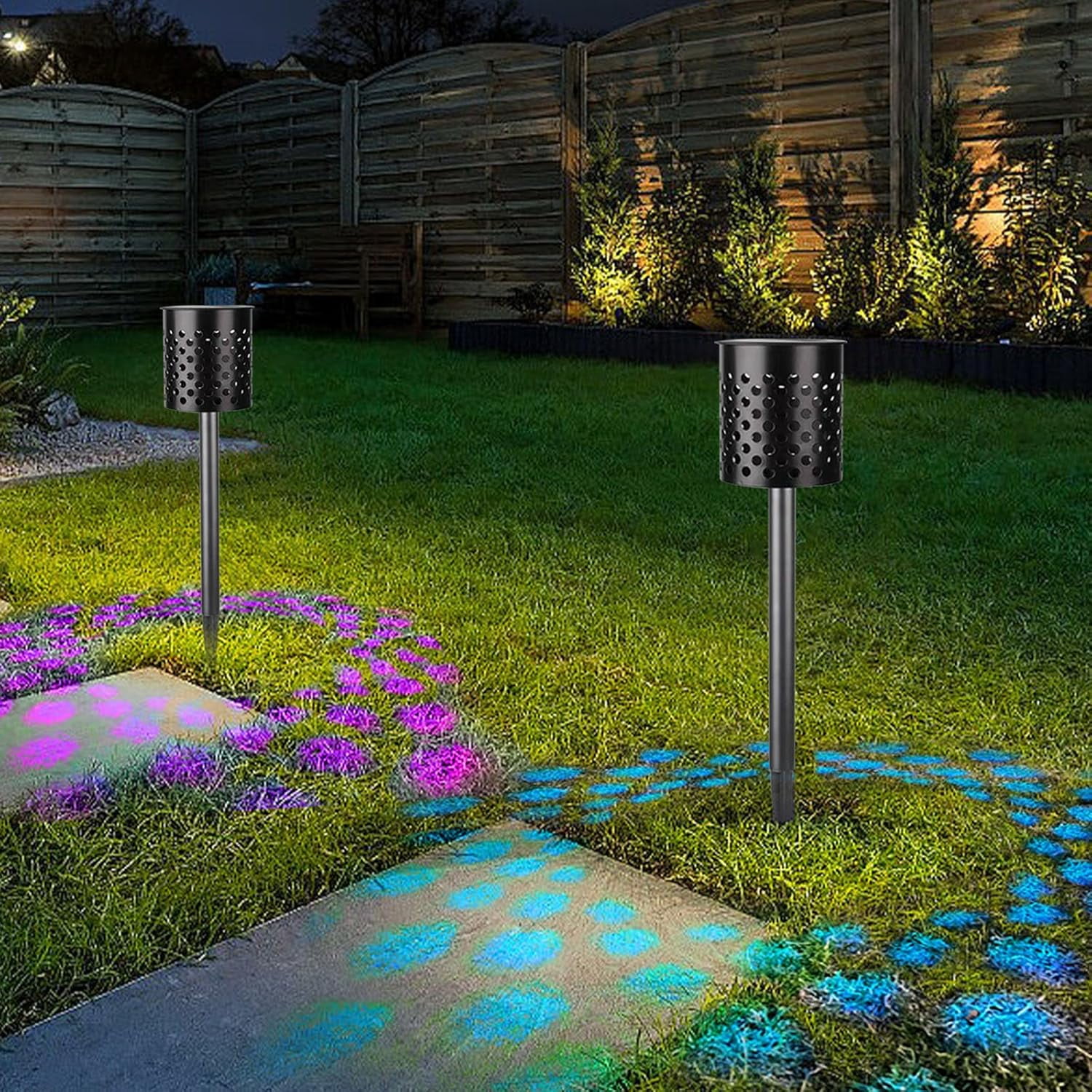 2 Pack Solar Garden Lights - IP65 Waterproof, Auto On/Off LED Lights ...