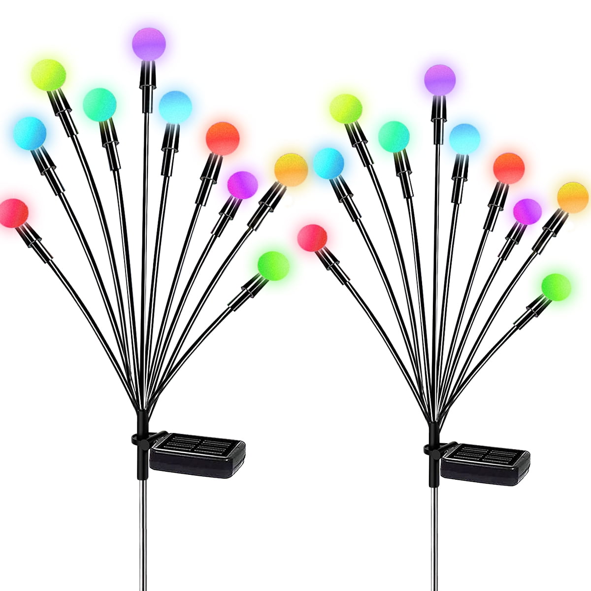 2 Pack Solar Starburst Garden Lights, 10 LED, Colorful, Weatherproof ...