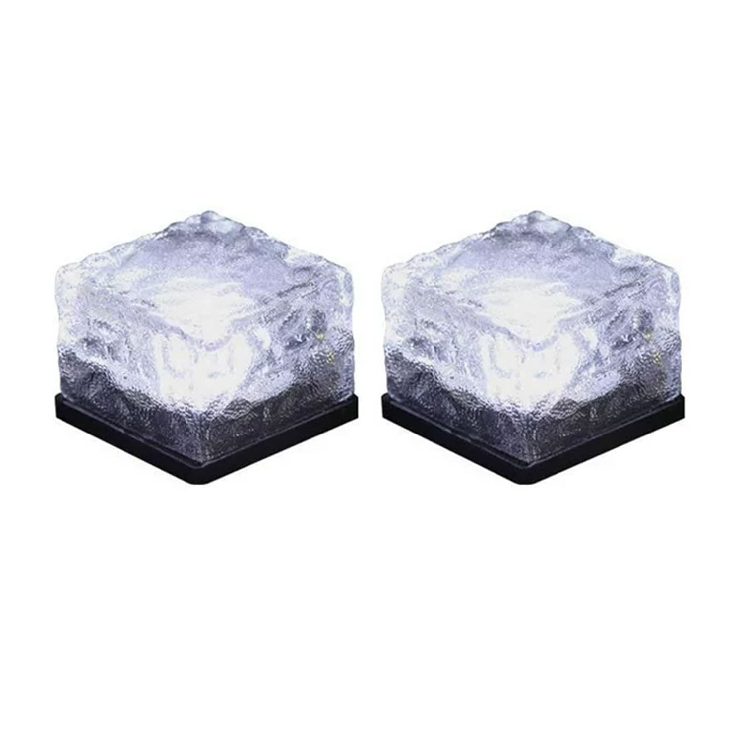 2 Pack Solar Glass Brick Lights, Waterproof, Outdoor Landscape Lighting ...