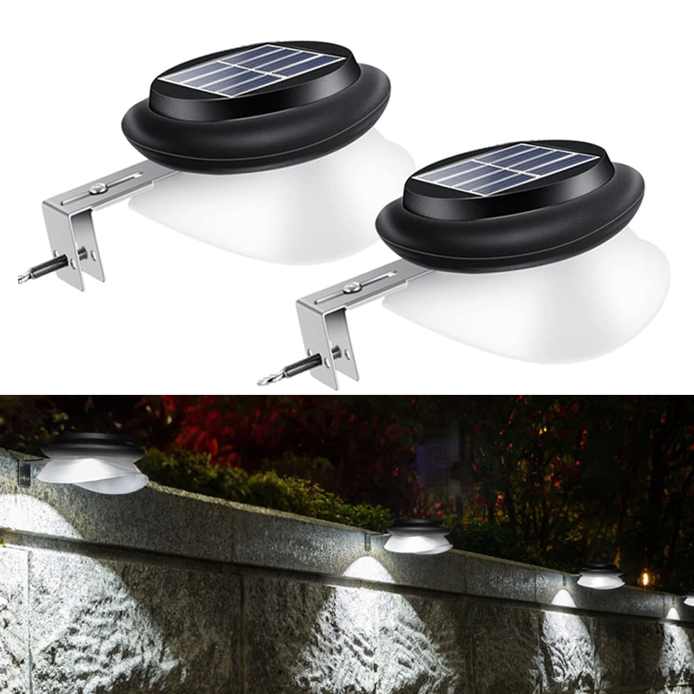 2 Pack Solar Gutter Lights, Bright 9 LED Waterproof Wireless Security ...