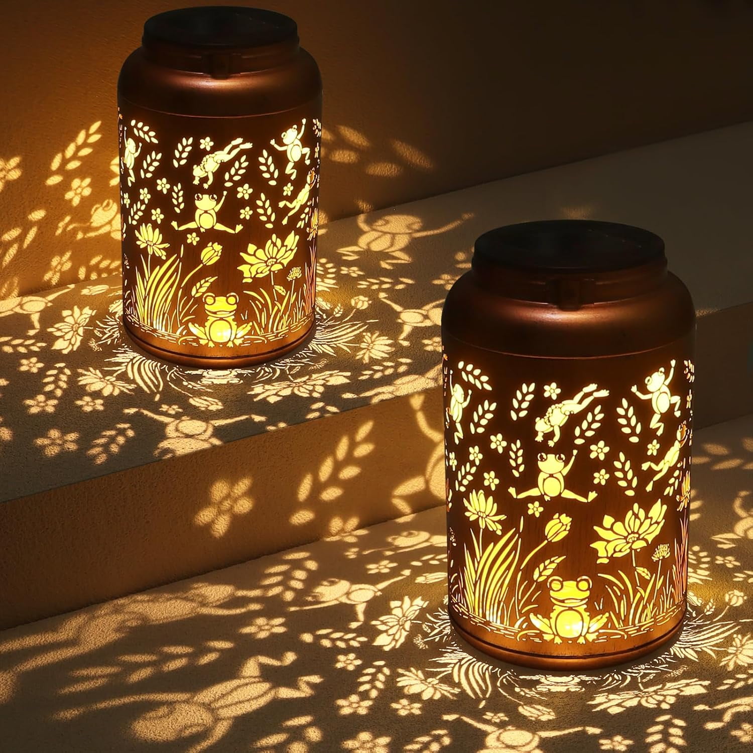 2 Pack Solar Lanterns Outdoor Waterproof, Frog Garden Decor Gifts for Women Mom Grandma Hanging ...