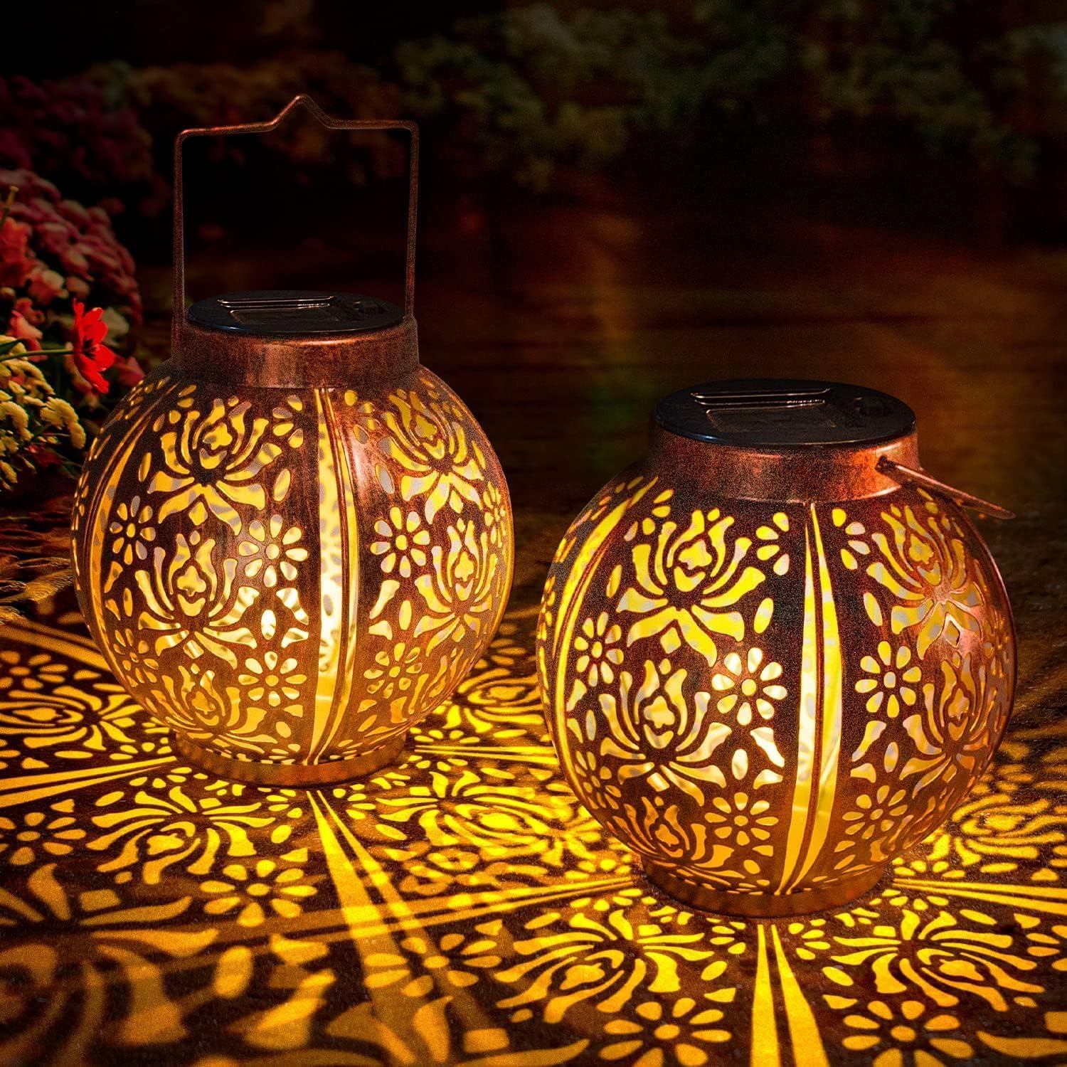 2-Pack Solar Lanterns Outdoor - Waterproof Hanging Garden Lights with ...