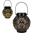 2 Pack Solar Lanterns，Retro Metal Light Solar Garden Light，Hanging LED ...