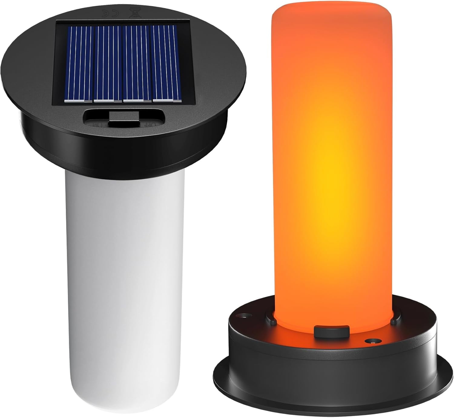 2 Pack Solar Light Replacement Tops with Flickering Flame, Waterproof ...