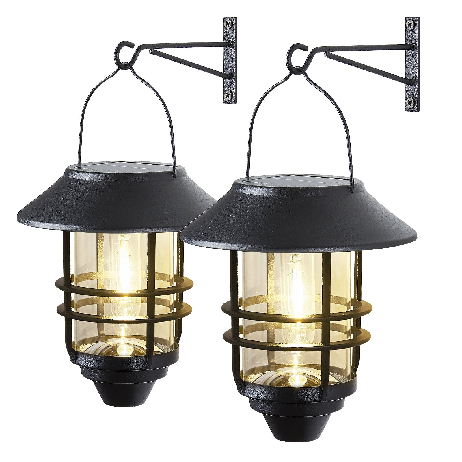 2 Pack Solar Lights Outdoor Lanterns, Waterproof Hanging Solar Lights ...