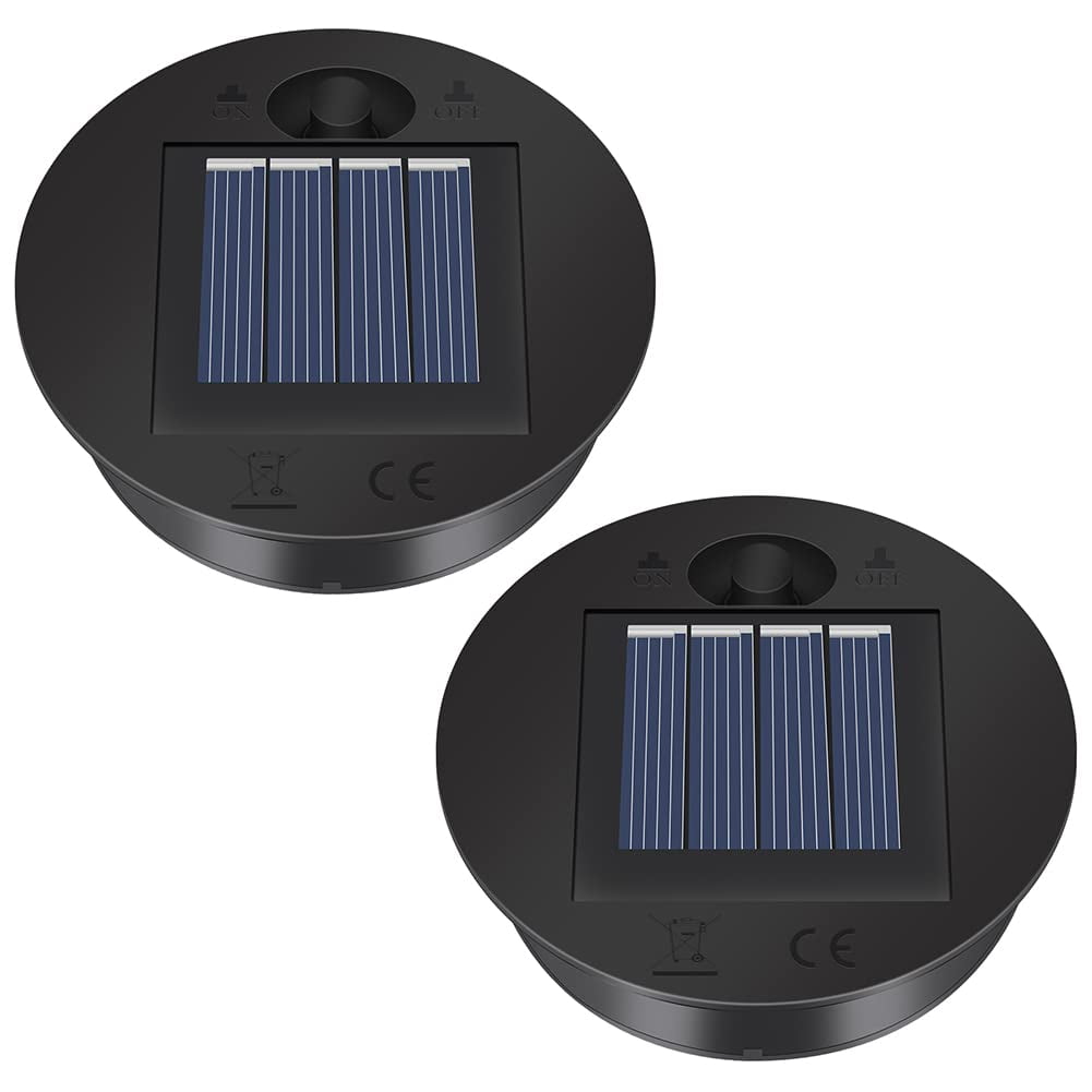 2 Pack Solar Lights RRF12 Replacement Top - 7 LED Solar Panel Lantern ...