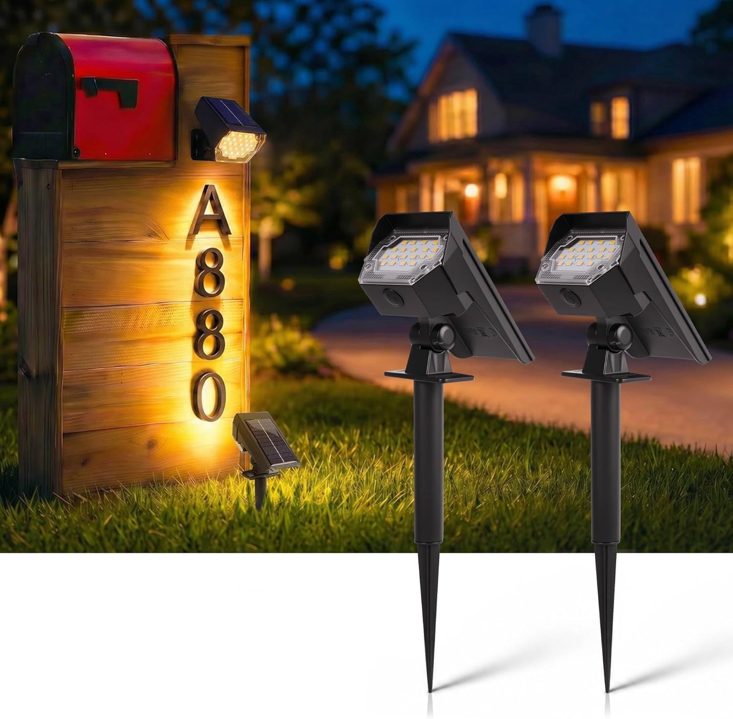 2 Pack Solar Mailbox Light, House Number Address Lights, Waterproof ...