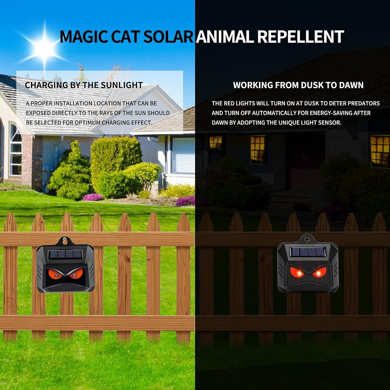 2 Pack Solar Nocturnal Animal Repeller, Wild Animal Predator Deterrent ...