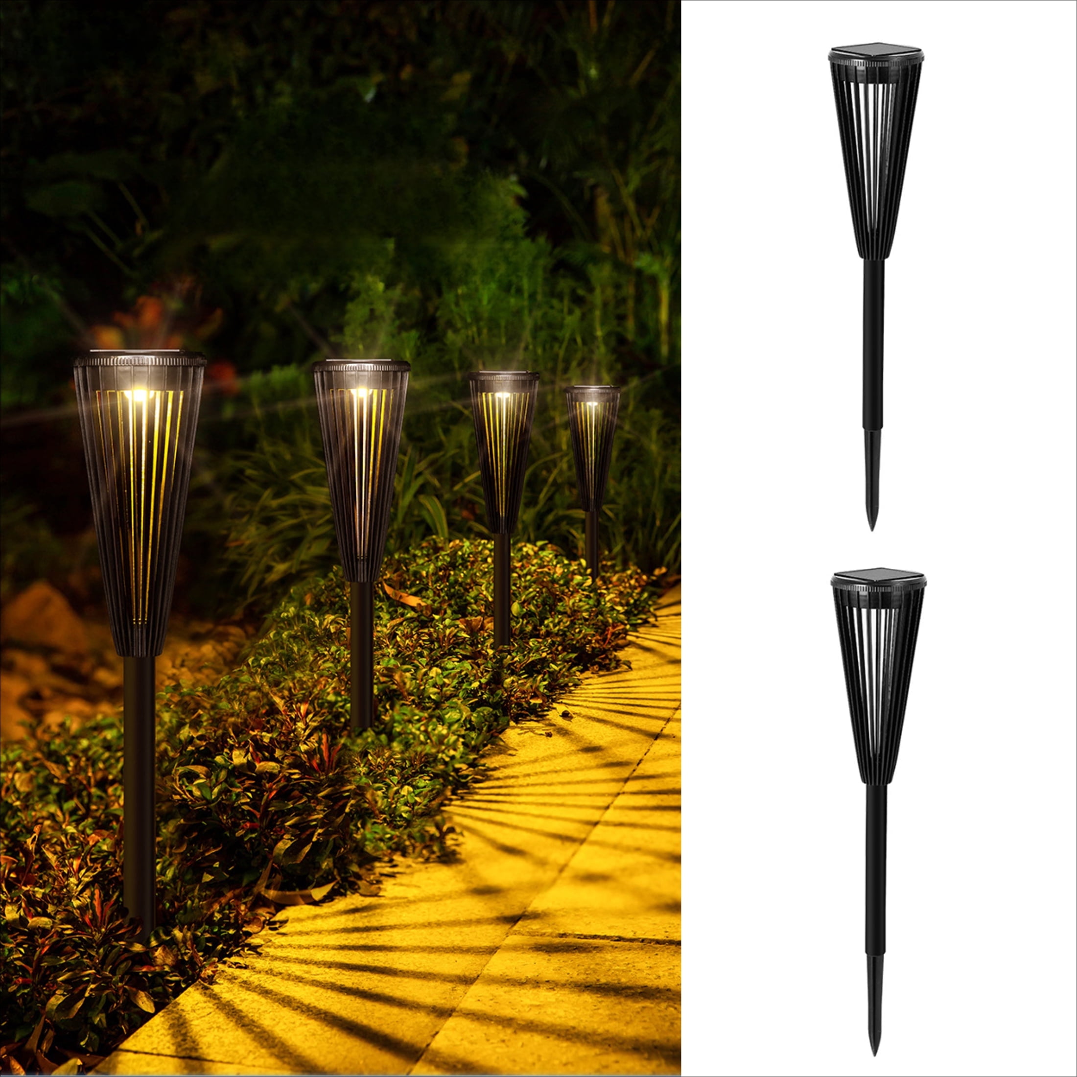 2-Pack Solar Pathway Lights Outdoor, Warm White & Cool White LED Garden ...