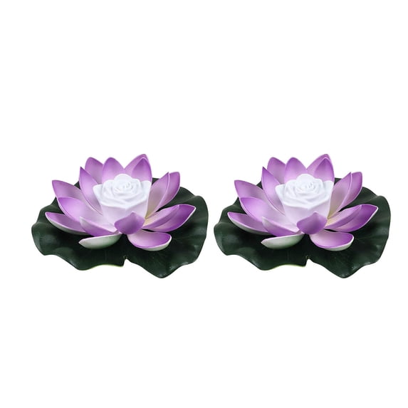 2 Pack Solar Pond Lights Floating Lily Lamps Outdoor Water Decor Color ...