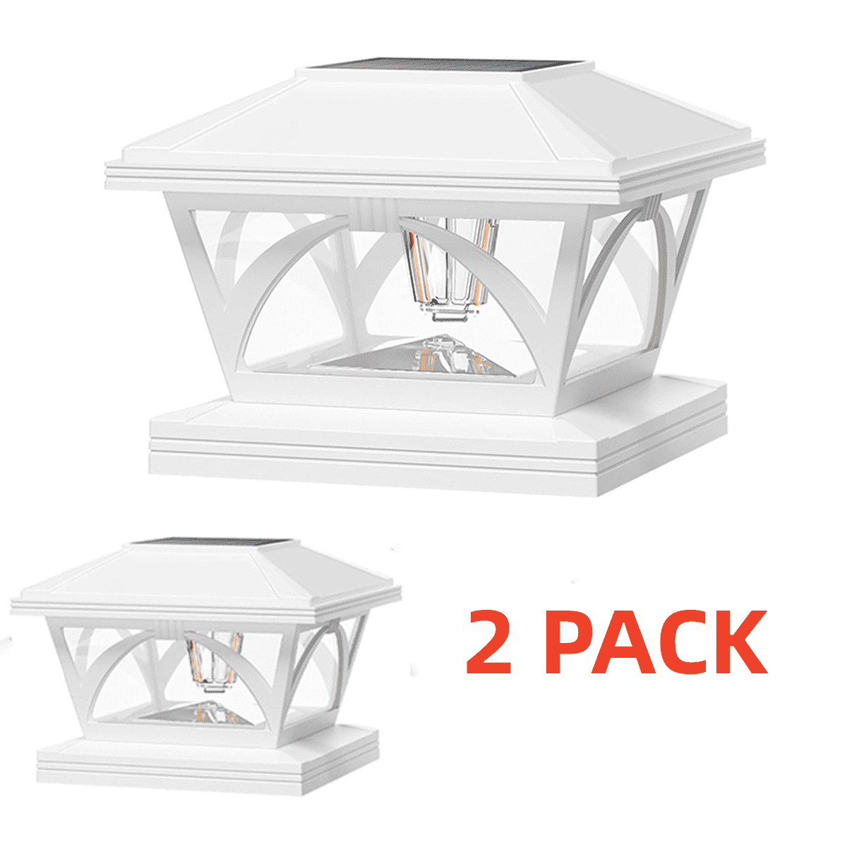 2 Pack Solar Post Cap Lights, 4x4/5x5 Outdoor LED Fence Post Cap Lights ...