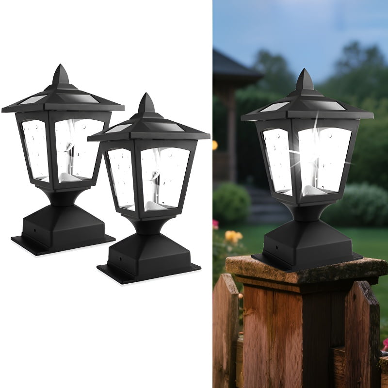 2 Pack Solar Post Cap Lights for 4x4 Wood Fence – Waterproof Outdoor ...