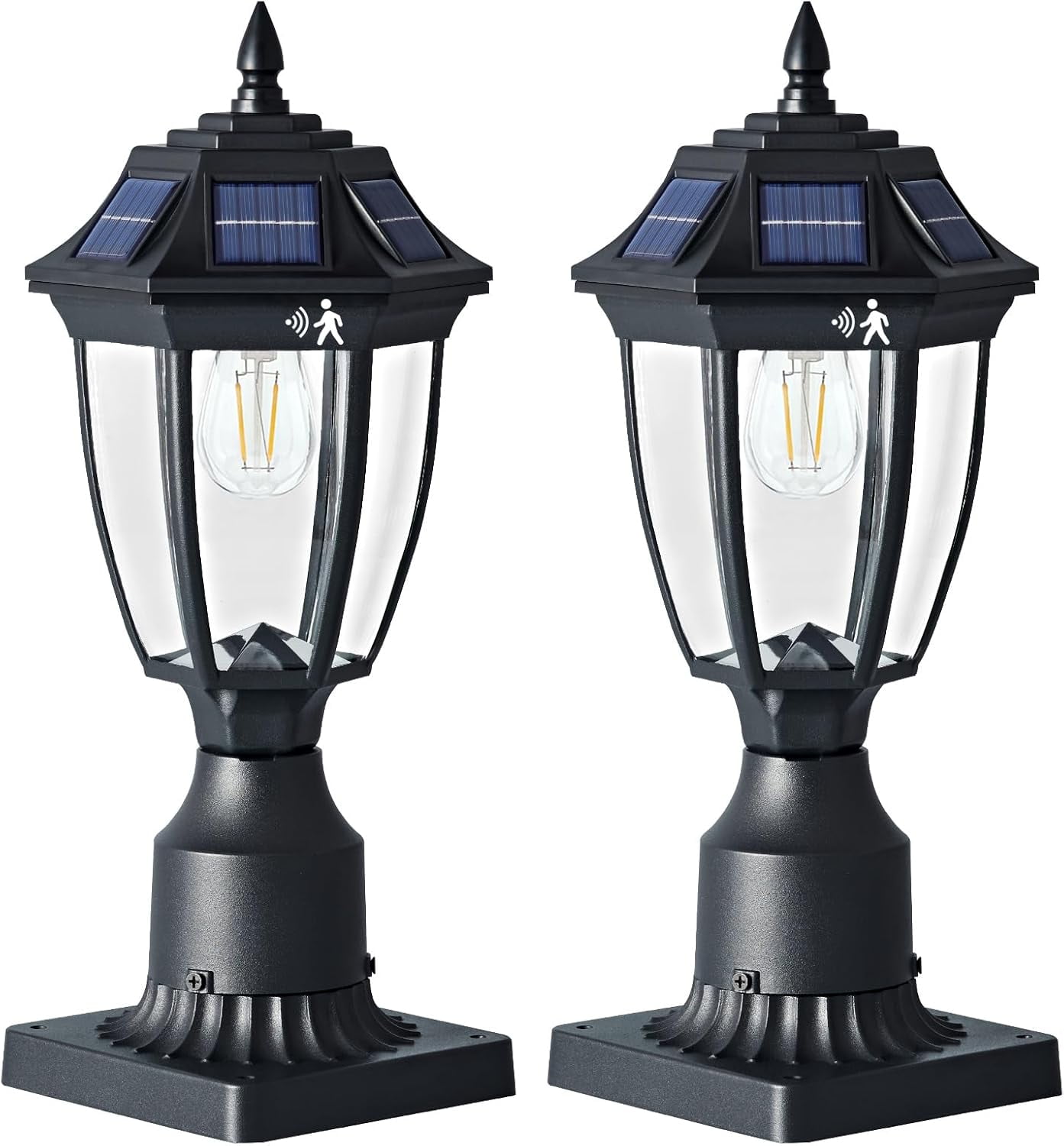 2 Pack Solar Post Lights Outdoor, Motion Sensor Outdoor Lamp Post Light ...