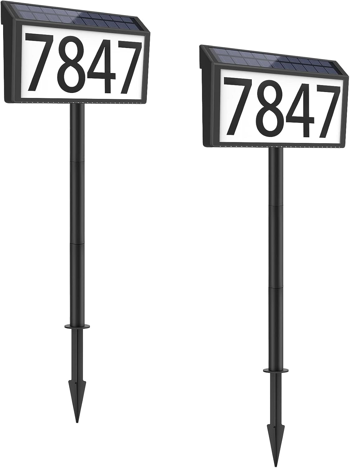 2-Pack Solar Powered Address Sign House Numbers Waterproof, 3-Color ...
