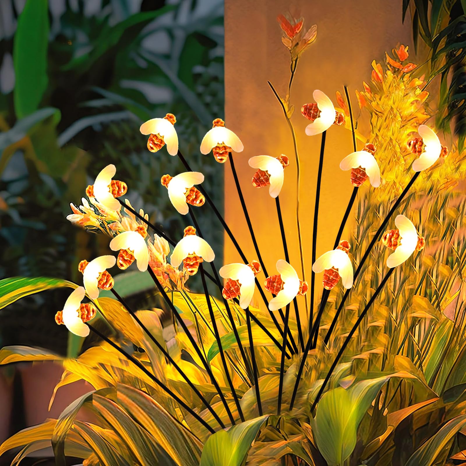 2 Pack Solar Powered Bee Shaped Garden Lights - Lawn Ornaments ...