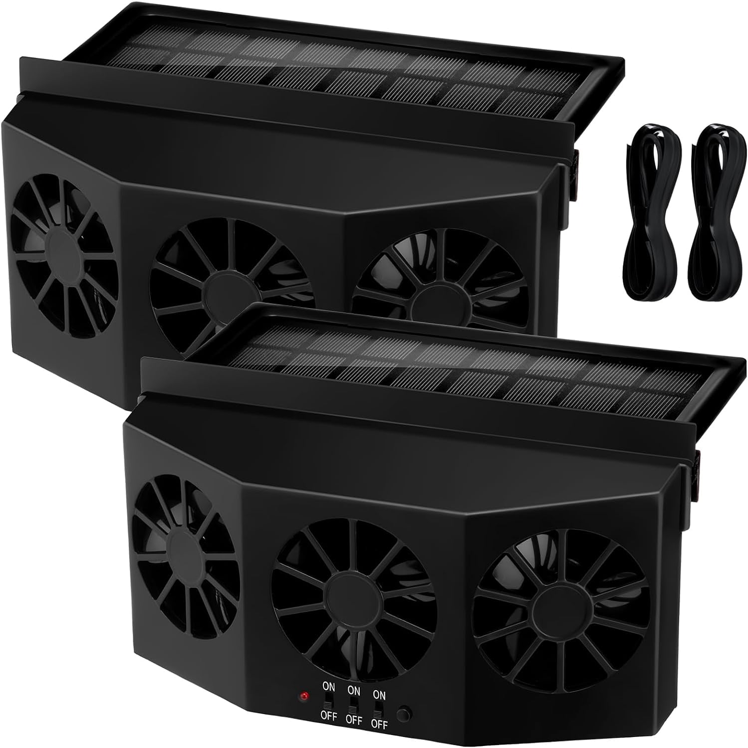 2 Pack Solar Powered Car Exhaust Fan 3 Fans Car Window Fan 4500 Rpm Air ...