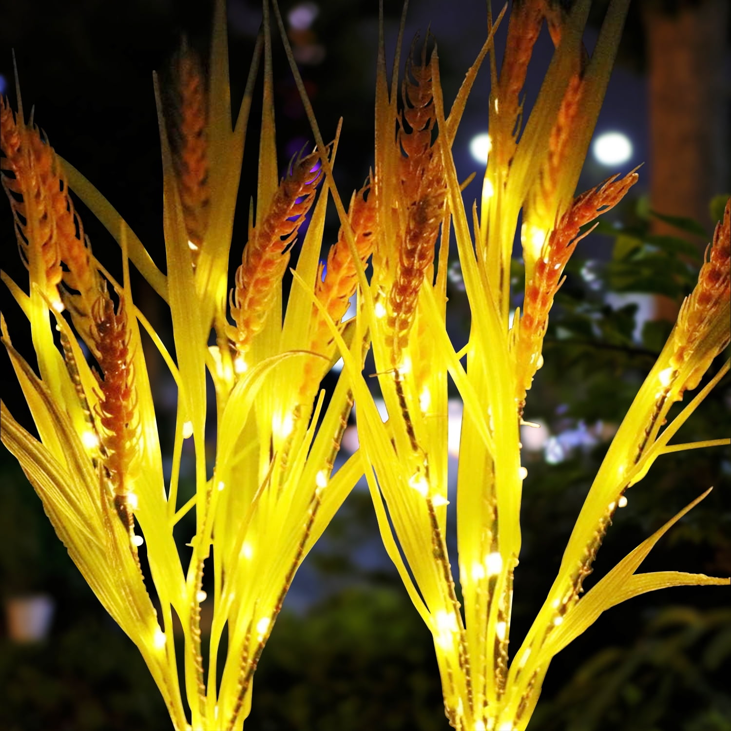 2 Pack Solar Powered LED Artificial Wheat Lamp, Fall Decorations Outdoor Solar Garden Lights ...