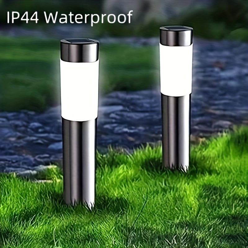 2 Pack Solar Powered Round Bollard Lights IP44 Waterproof Anti ...