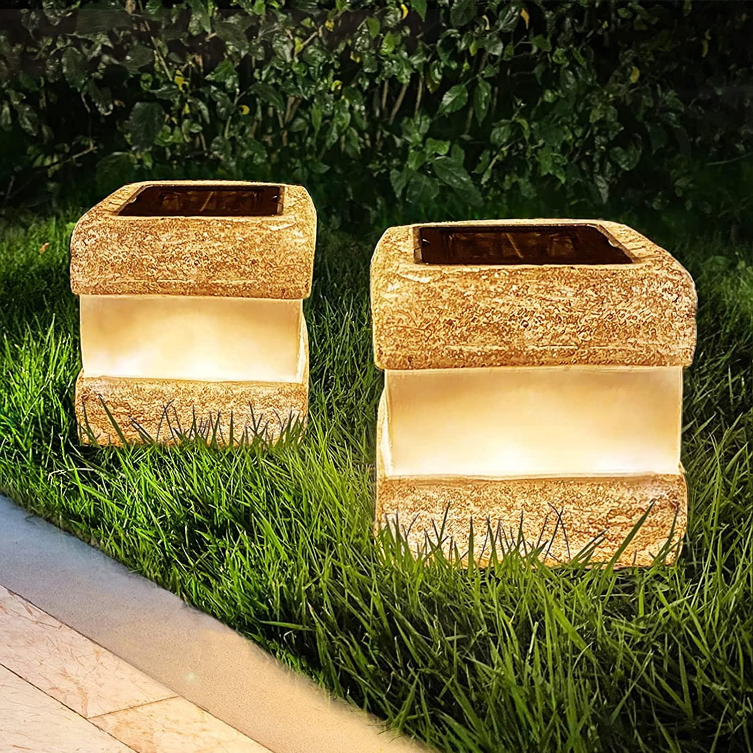 2 Pack Solar Rock Lights Outdoor - Solar Garden Decor Landscape Pathway ...