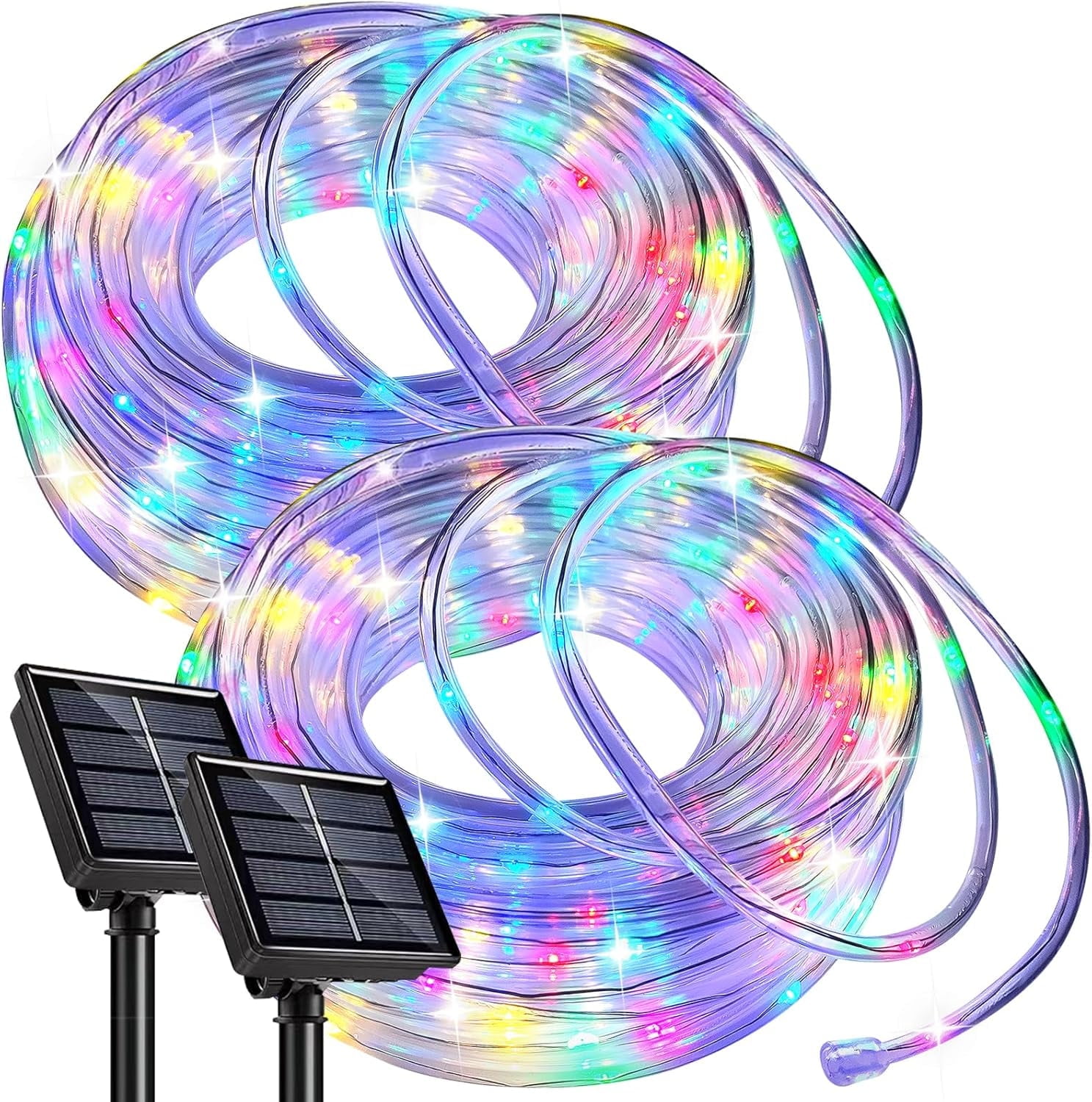 2 Pack Solar Rope Lights, 39 Ft 100 LED Waterproof Rope Light,Solar ...
