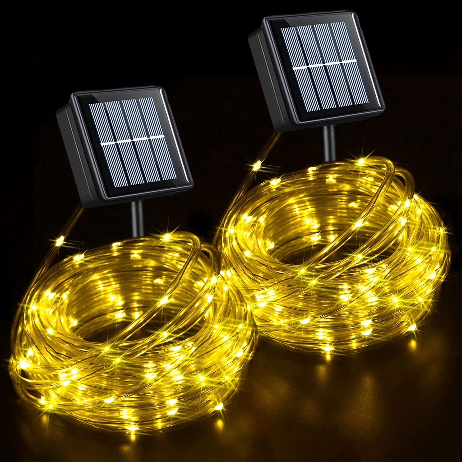 2 Pack Solar Rope Lights Outdoor, 33ft 100 LED Fairy Lights with 8 ...