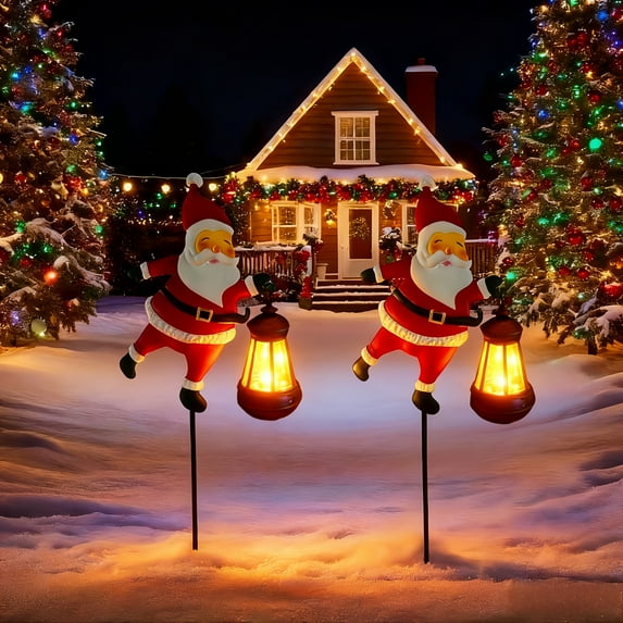 2 Pack Solar Santa Claus String Lights -7 Color/Warm White Modes,IP44 ...