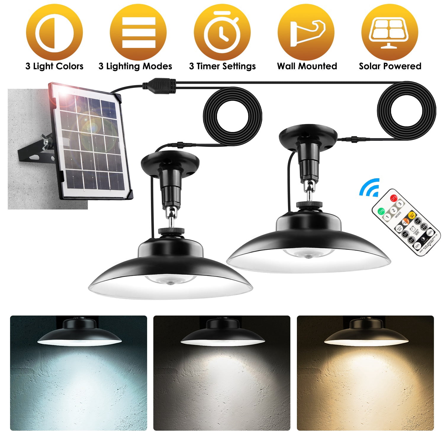 2 Pack Solar Shed Lights Indoor Outdoor IP55 Waterproof 3 Modes 3 ...