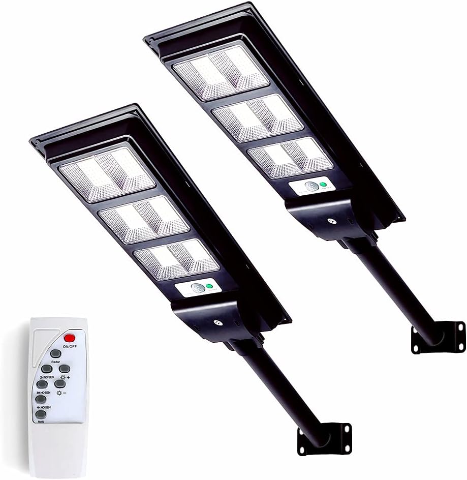 2 Pack Solar Street Light Outdoor with Motion Sensor, 10000LM Dusk to ...