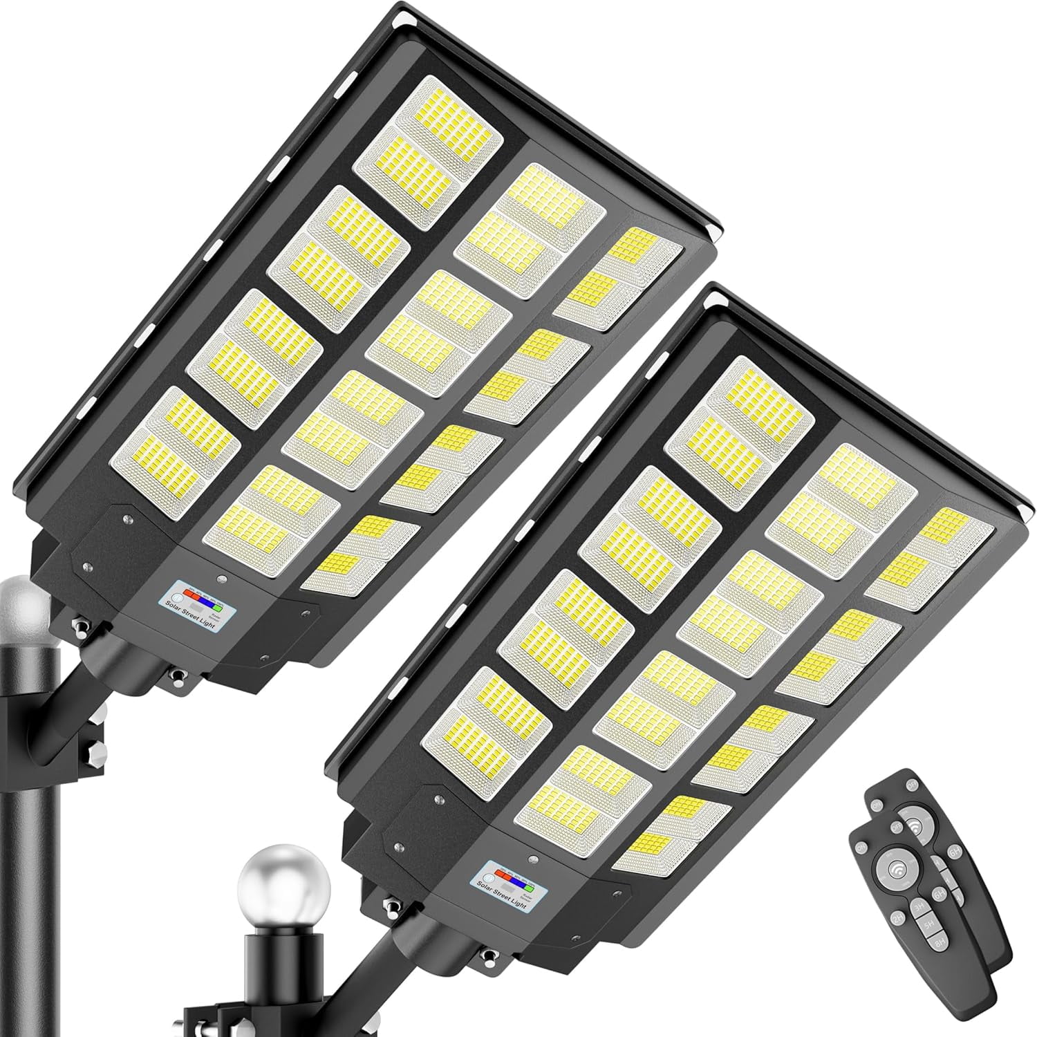 2-Pack Solar Street Lights Outdoor Waterproof, 9500W Solar Light ...