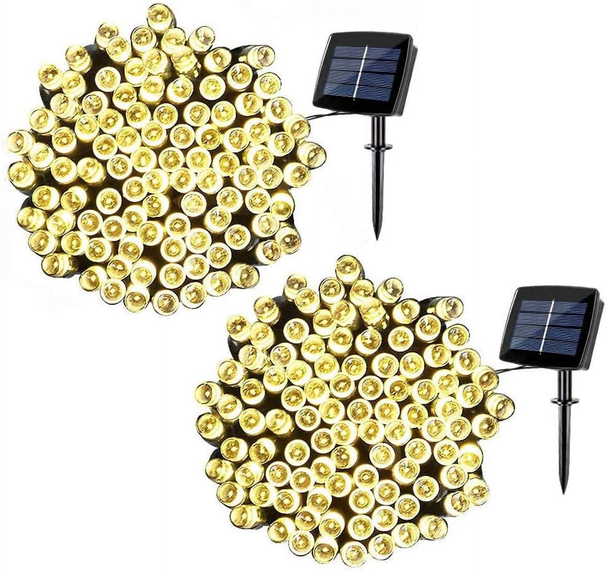 2 Pack Solar String Lights 72ft 22m 200 LED 8 Modes Solar Powered Outdoor Lighting Waterproof ...